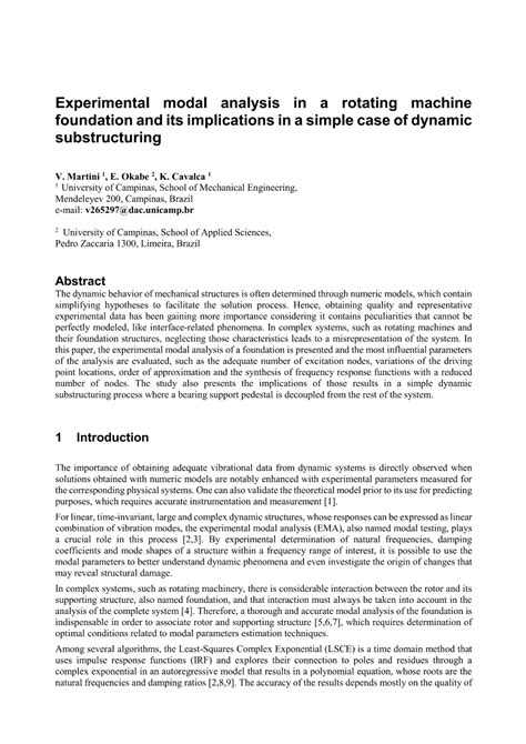 PDF Experimental Modal Analysis In A Rotating Machine Foundation And