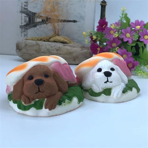카와이 점보 햄버거 개 스 퀴시 디저트 강아지 인형 빵 천천히 상승 부드러운 향기로운 케이크 스퀴즈 장식 완구 어린이 선물squeeze Toys Aliexpress