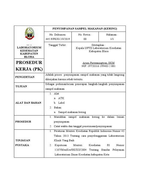 Pk Penyimpanan Sampel Makanan Pdf