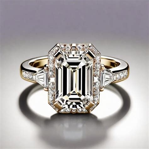 Beautiful Emerald Cut Diamond Engagement Ring With White Diamond On