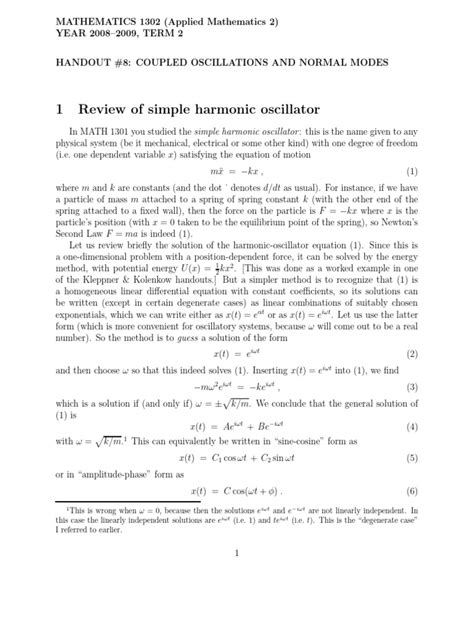 1302 Handout 8 Pdf Eigenvalues And Eigenvectors Matrix Mathematics