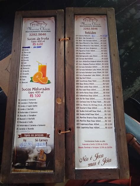 Menu Em Restaurante Maria Chica Fortaleza