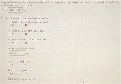 Solved The Cost Of Renting Tuxes For The Choral Societys