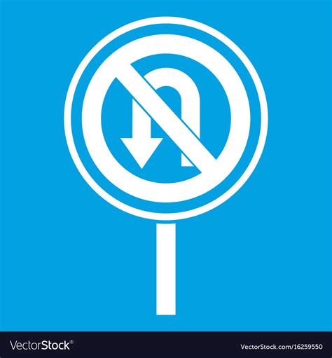 No U Turn Road Sign Icon White Royalty Free Vector Image