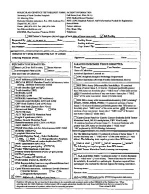 Fillable Online MOLECULAR GENETICS TEST REQUEST FORM FATIENT Fax