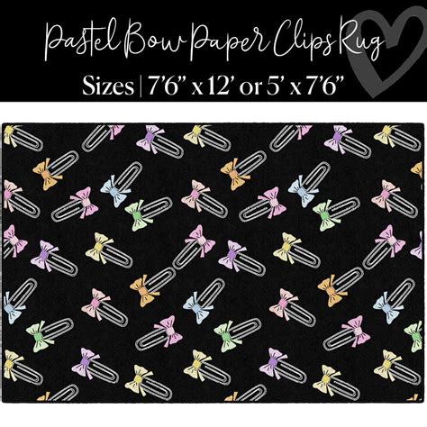 Pastel Bow Paperclips Classroom Rugs Schoolgirl Style