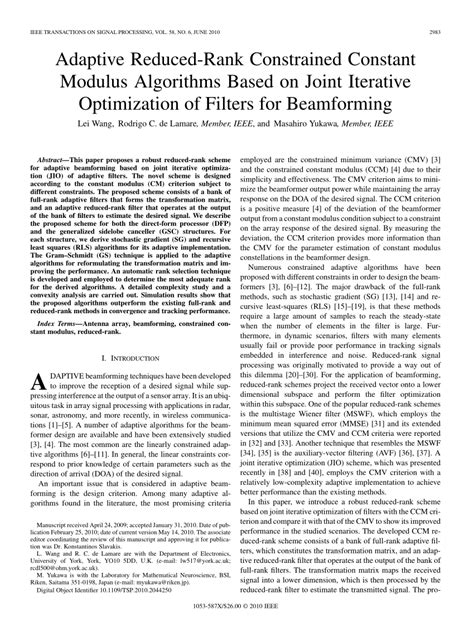 Pdf Adaptive Reduced Rank Constrained Constant Modulus Algorithms