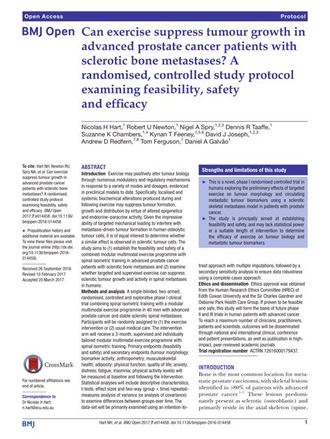Pdf Can Exercise Suppress Tumour Growth In Advanced Prostate Cancer Patients With Sclerotic