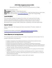 Syllabus SCOM Interpersonal Communication Pdf SCOM Interpersonal Communication