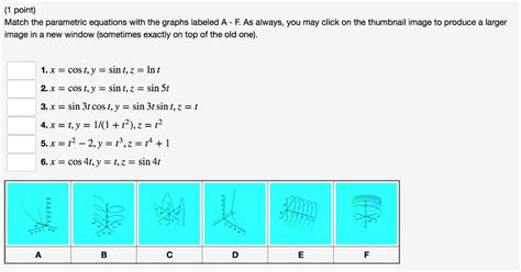 Solved Point Match The Parametric Equations With The Chegg Com