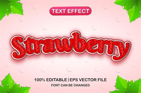 Premium Vector Strawberry 3d Editable Text Effect