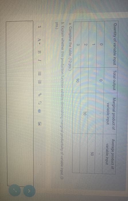 Solved Quantity Of Variable Input Total Output Marginal