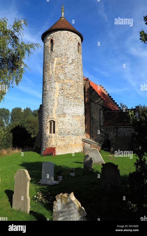 Bawburgh Norfolk Round Tower Church Churchyard Graveyard Tombstones