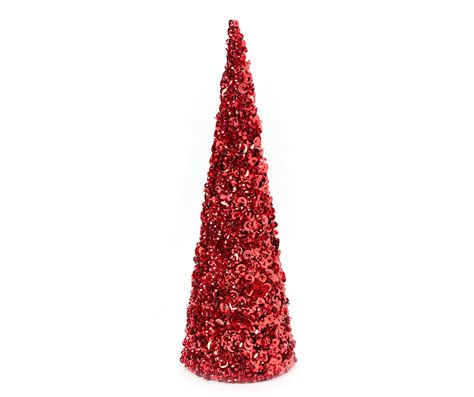 Winter Wonder Lane 14 Red Glitter And Sequin Cone Tree Tabletop Decor