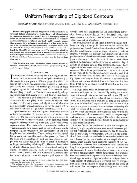 Pdf Uniform Resampling Of Digitized Contours Dokumentips