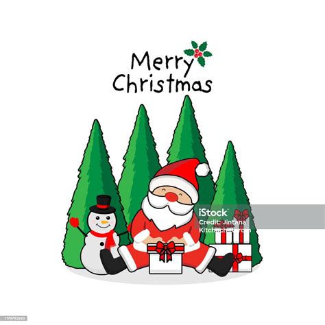 메리 크리스마스 인사말 카드 산타 클로스 선물 상자를 들고 겨울에 대한 스톡 벡터 아트 및 기타 이미지 겨울 계절 공휴일 Istock