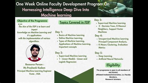 FDP "Harnessing Intelligence Deep Dive into Machine learning" - YouTube