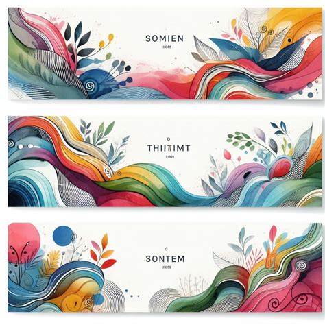 Premium Photo Modern Watercolor Colorful Headers Set Template Design
