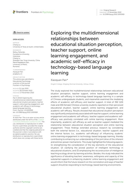 Pdf Exploring The Multidimensional Relationships Between Educational Situation Perception