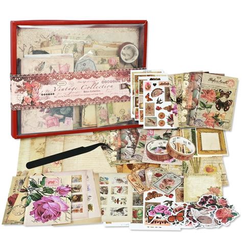 Wekvgz 202pcs Vintage Scrapbooking Kit Diy Bullet Junk Journal Kit With