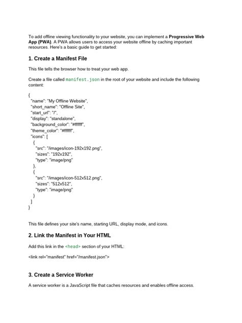 To Add Offline Viewing Functionality To Your Website You Can Implement