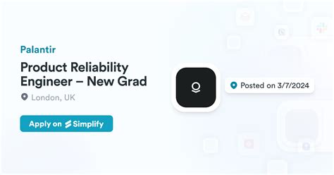 Product Reliability Engineer New Grad Palantir Simplify Jobs