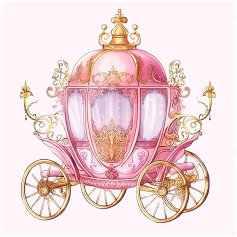 Premium Photo There Is A Pink Carriage With Gold Trim And A Gold