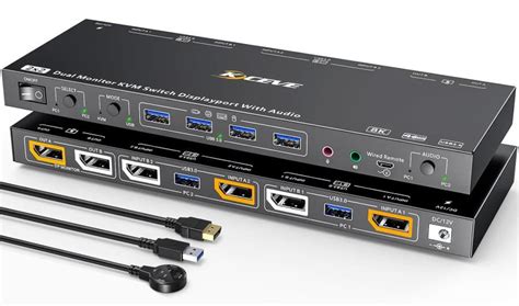 2 Port 4k Bis 144hz Dual Monitor Dp Dp Usb3 0 Kvm Switch Mit