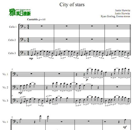 爱乐之城 City Of Stars 大提琴三重奏谱 找教案个人博客