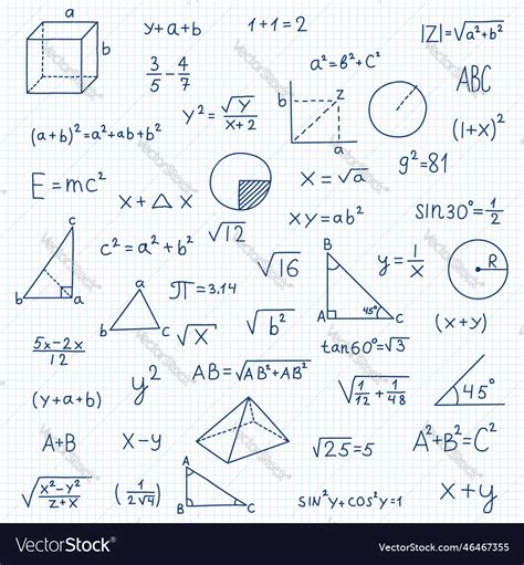 Hand Drawn Math Symbols Icon In Flat Style Vector Image