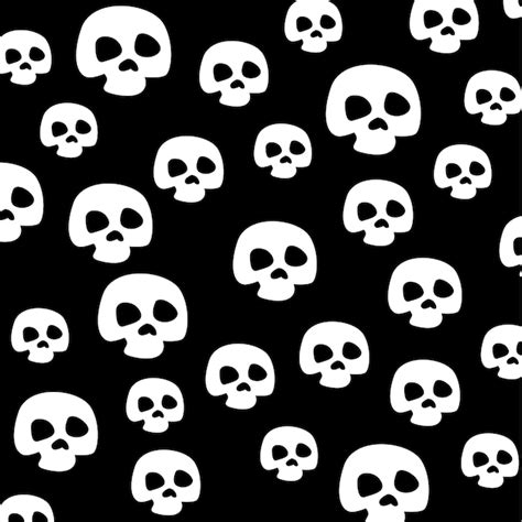 Premium Vector Skeleton Heads In Black Background Seamless Pattern