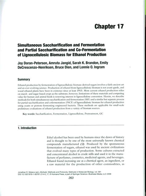 PDF Simultaneous Saccharification And Fermentation And Partial Saccharification And Co