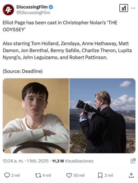 Elliot Page Antes Ellen Page Aparece En El Casting De The Odyssey