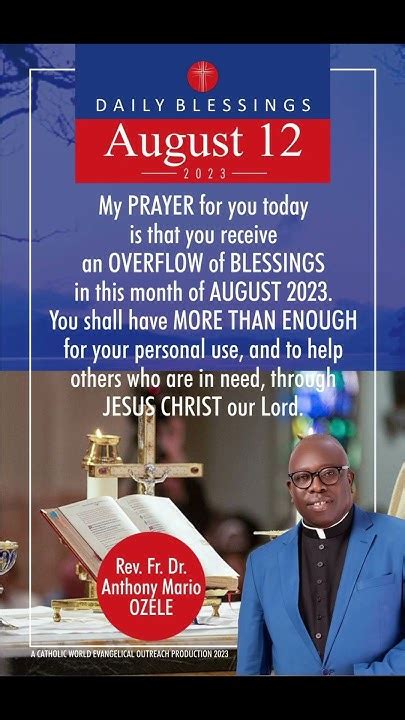 August 12th Blessings Youtube