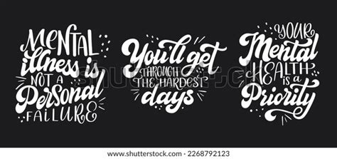 Set Positive Mental Health Support Quote Stock Vector Royalty Free