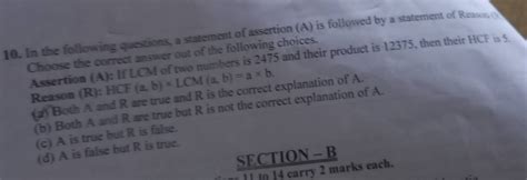 Solved In The Following Questions A Statement Of Assertion A Is