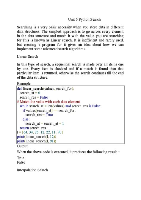 Unit 5 Python Notes Unit 5 Python Search Searching Is A Very Basic