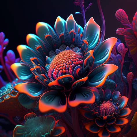 Premium AI Image Brightly Colored Flowers In A Vase With Black