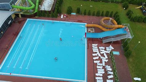 Swimming Pool In Ustronie Morskie Basen Gosir Aerial View Poland Stock