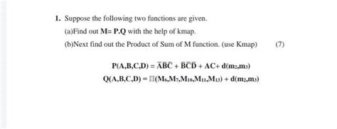 Solved 1 Suppose The Following Two Functions Are Given