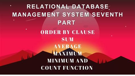 Order By Clause Sum Average Maximum Minimum And Count Function In
