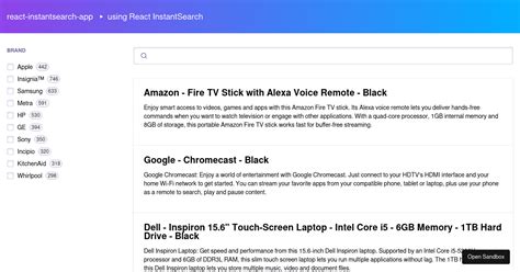 React Instantsearch App Codesandbox