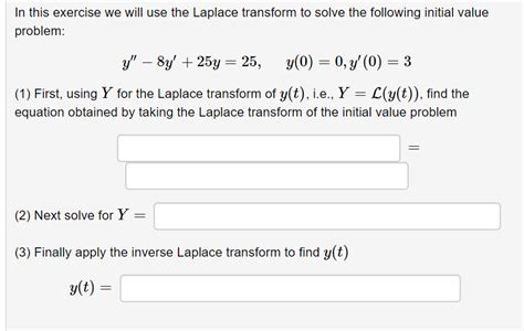 Solved In This Exercise We Will Use The Laplace Transform To Chegg Com