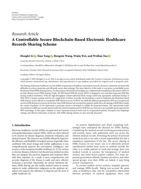 Pdf A Controllable Secure Blockchain Based Electronic Healthcare