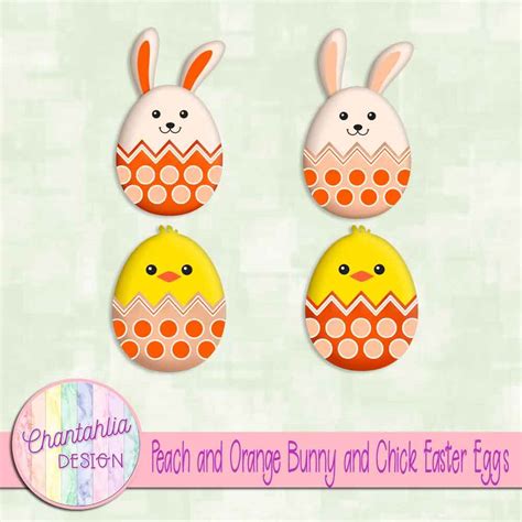 Peach And Orange Bunny And Chick Easter Eggs