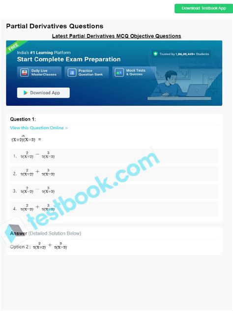 Mcq On Partial Derivatives 5eea6a0b39140f30f369dd6a Pdf