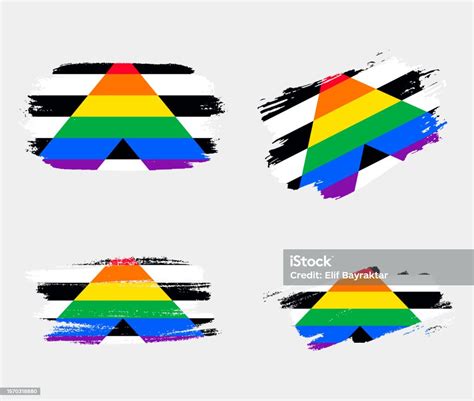 스트레이트 앨리 플래그는 흰색 배경에 브러시로 그렸습니다 Lgbt 권리 개념입니다 현대 자부심 퍼레이드 포스터 벡터 그림 0명에