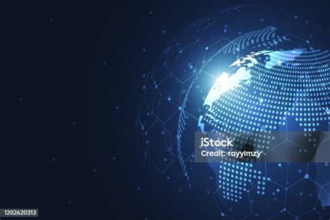 글로벌 네트워크 연결 글로벌 비즈니스의 세계지도 지점 및 라인 구성 개념 벡터 일러스트레이션 개념에 대한 스톡 벡터 아트 및