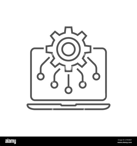 The Image Shows A Gear On A Laptop Screen With Connecting Lines Symbolizing Dashboarding It