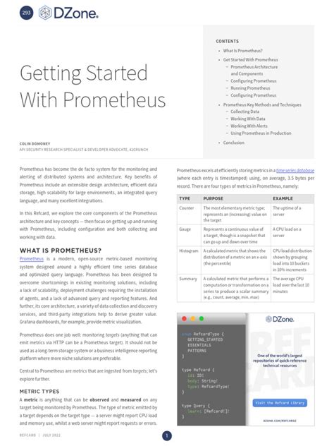 House Dzone Refcard 293 Getting Started Prometheus Pdf Web Server Internet And Web
